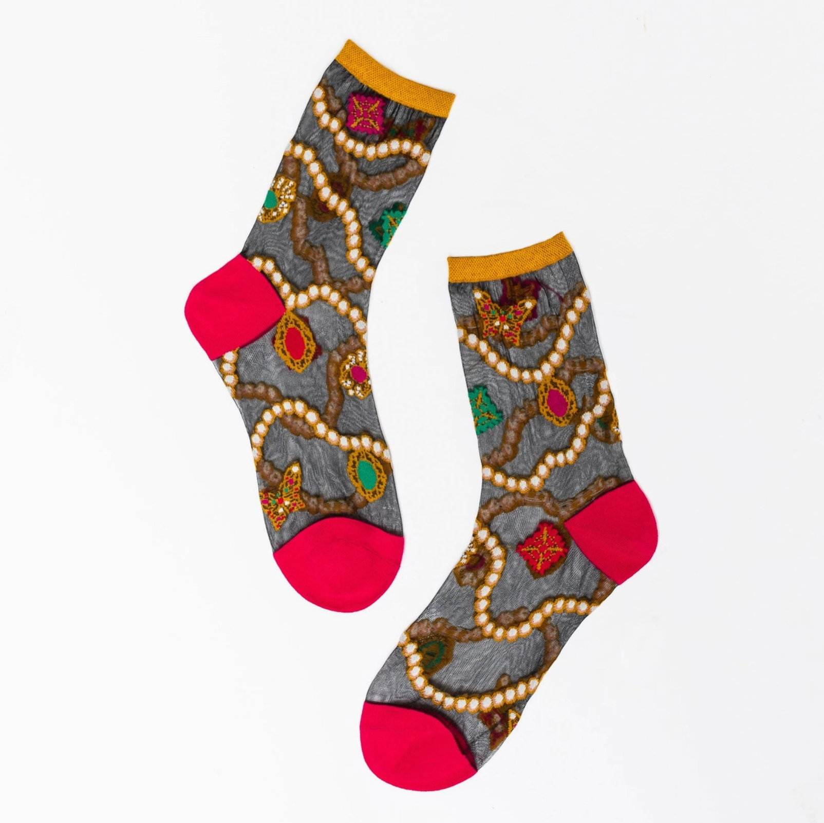 Pearls & Jewels Black Sheer Ankle Sock | Brave Daughters