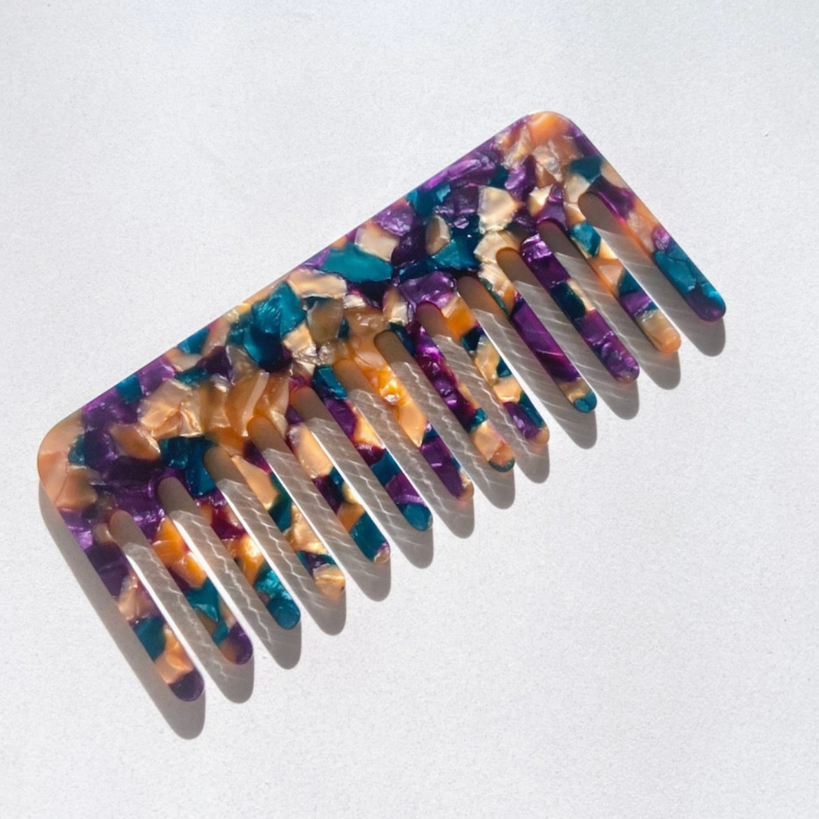 Wide Tooth Acetate Hair Comb - Multi Marble | Brave Daughters