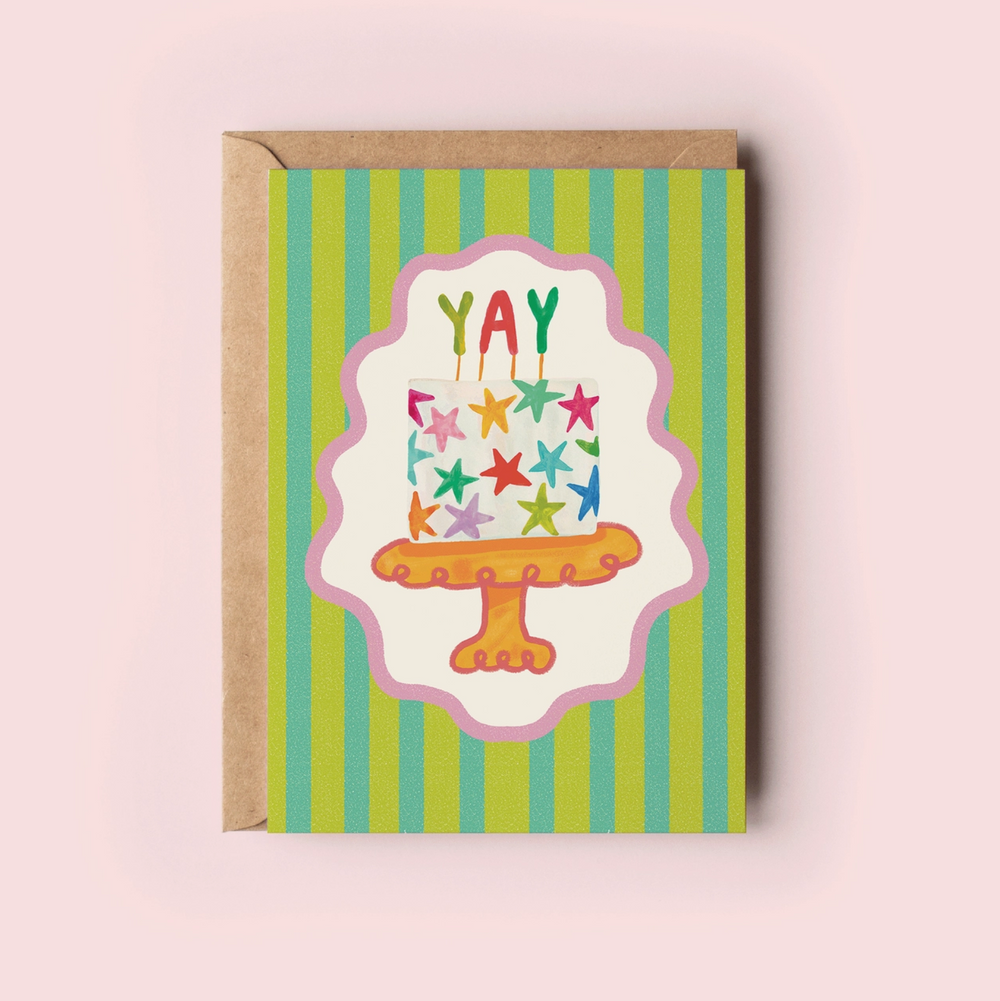 Yay Star Cake Celebration Congrats Cake Greeting Card | Brave Daughters